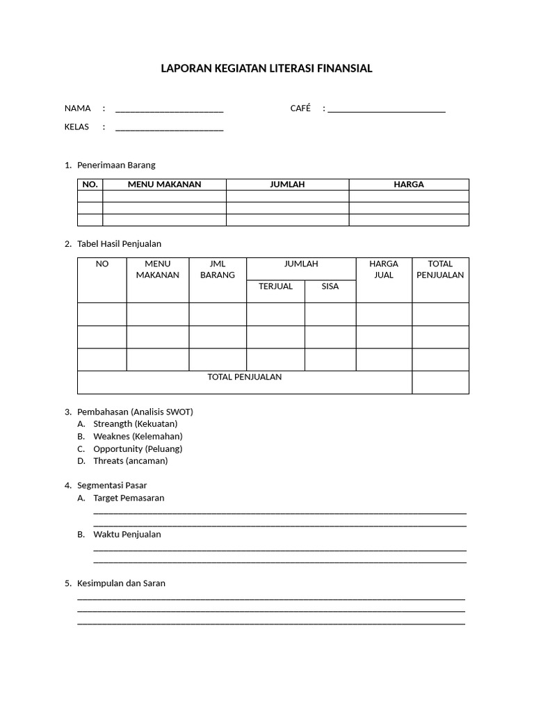 LAPORAN KEGIATAN LITERASI FINANSIAL | PDF