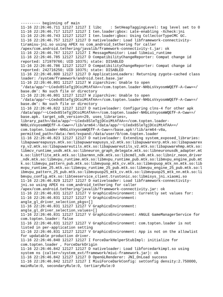 com.topten.loader_logcat | PDF | Operating System Families | Computing