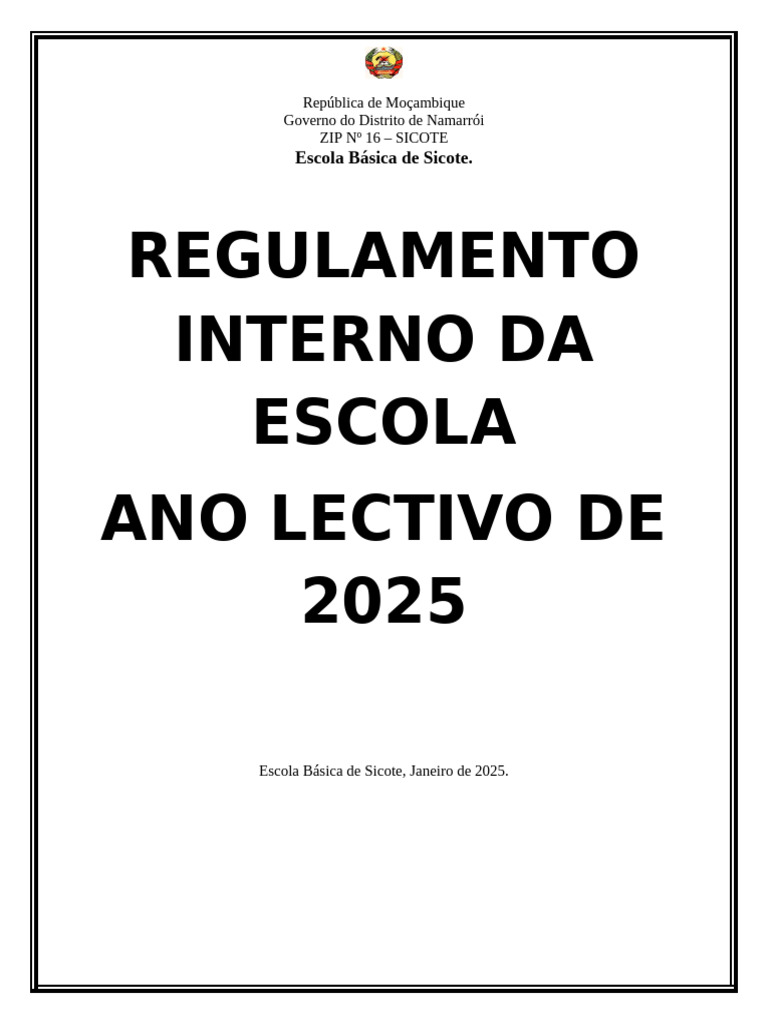 Capa de Regulamento Interno | PDF