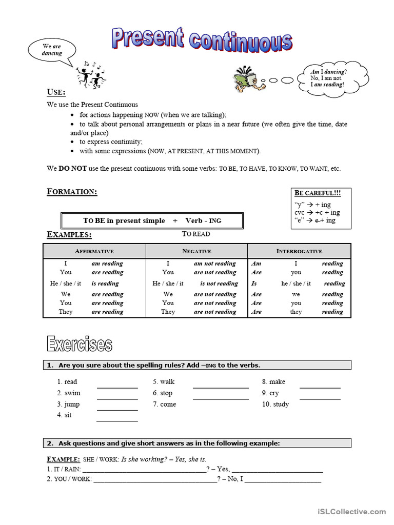 Present continuous-7 | PDF | Question | Linguistic Morphology