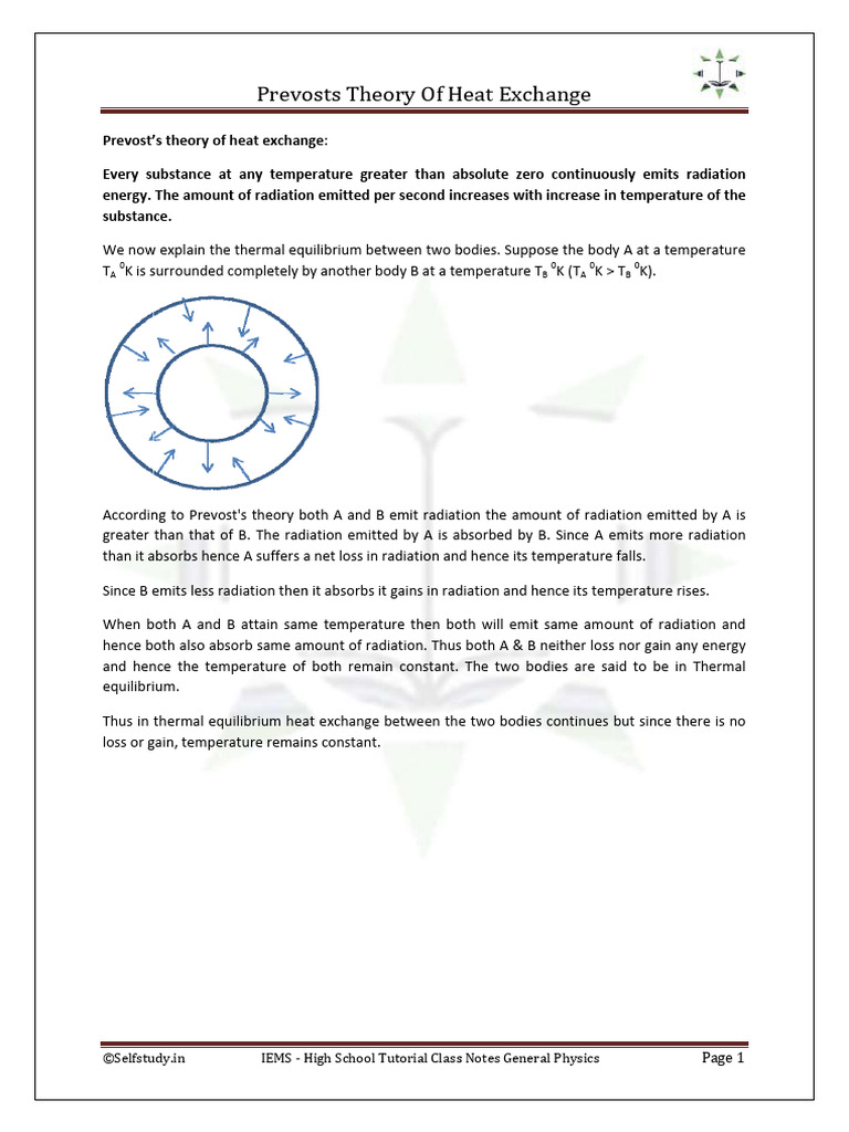 Prevosts Theory | PDF | Temperature | Physical Quantities