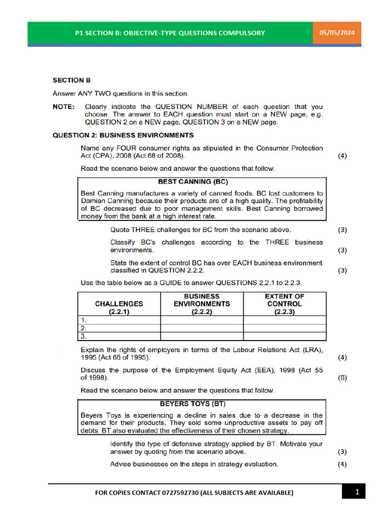 Buss P1 Section B NEW | PDF