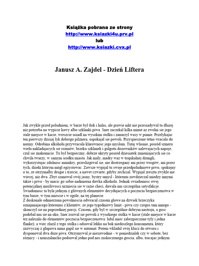 Janusz A. Zajdel - Dzień liftera | PDF