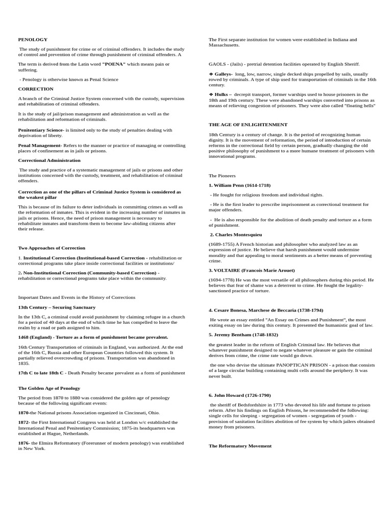 Understanding Penology and Corrections | PDF | Prison | Rehabilitation (Penology)
