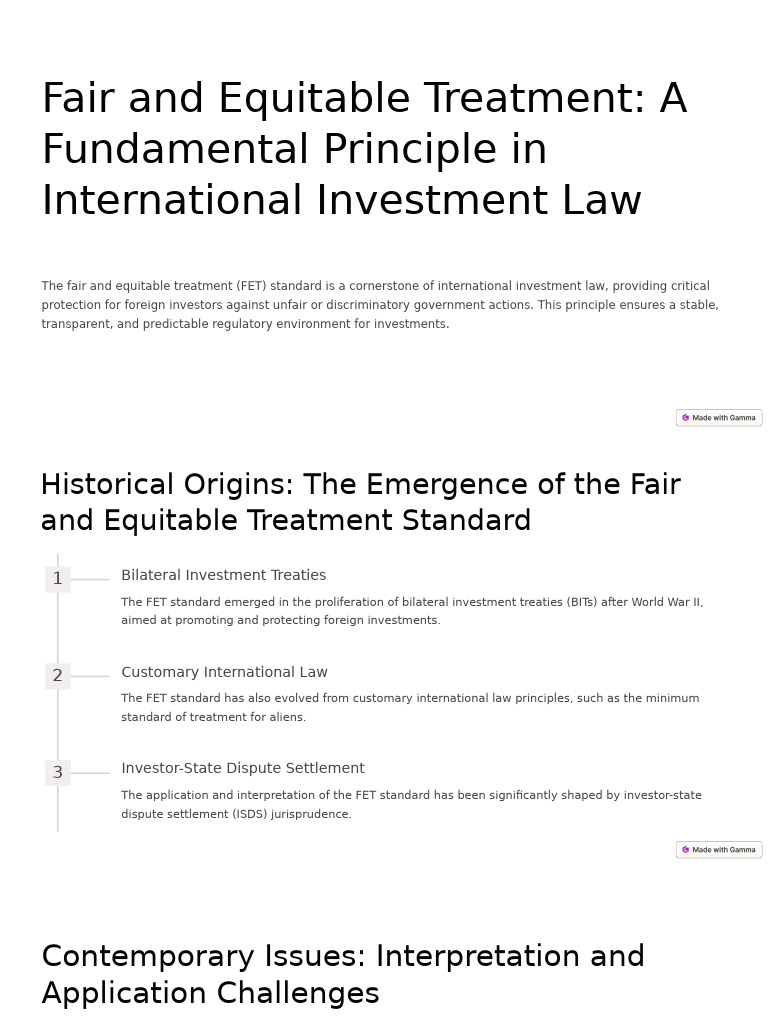 Fair and Equitable Treatment in Investment Law | PDF | Justice | Crime ...