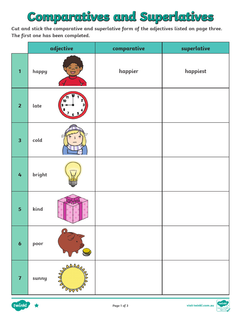 Comparatives and Superlatives Worksheet Ver 7 Copy | PDF