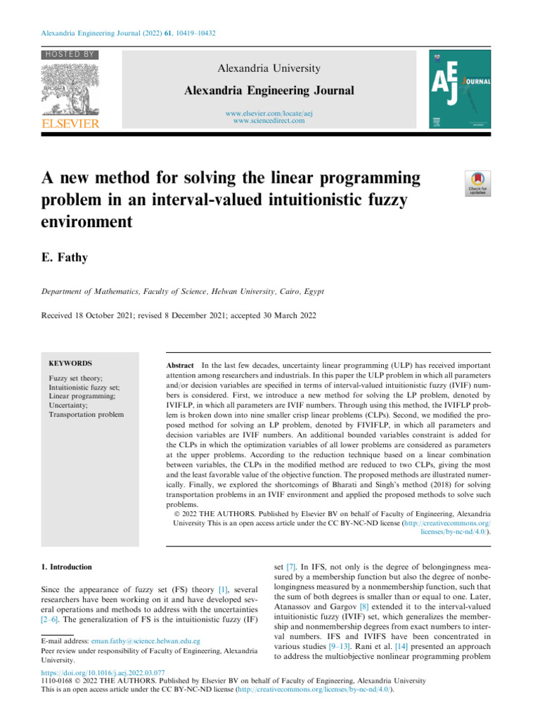 IVIF Linear Programming Methodology | PDF | Linear Programming | Mathematical Optimization