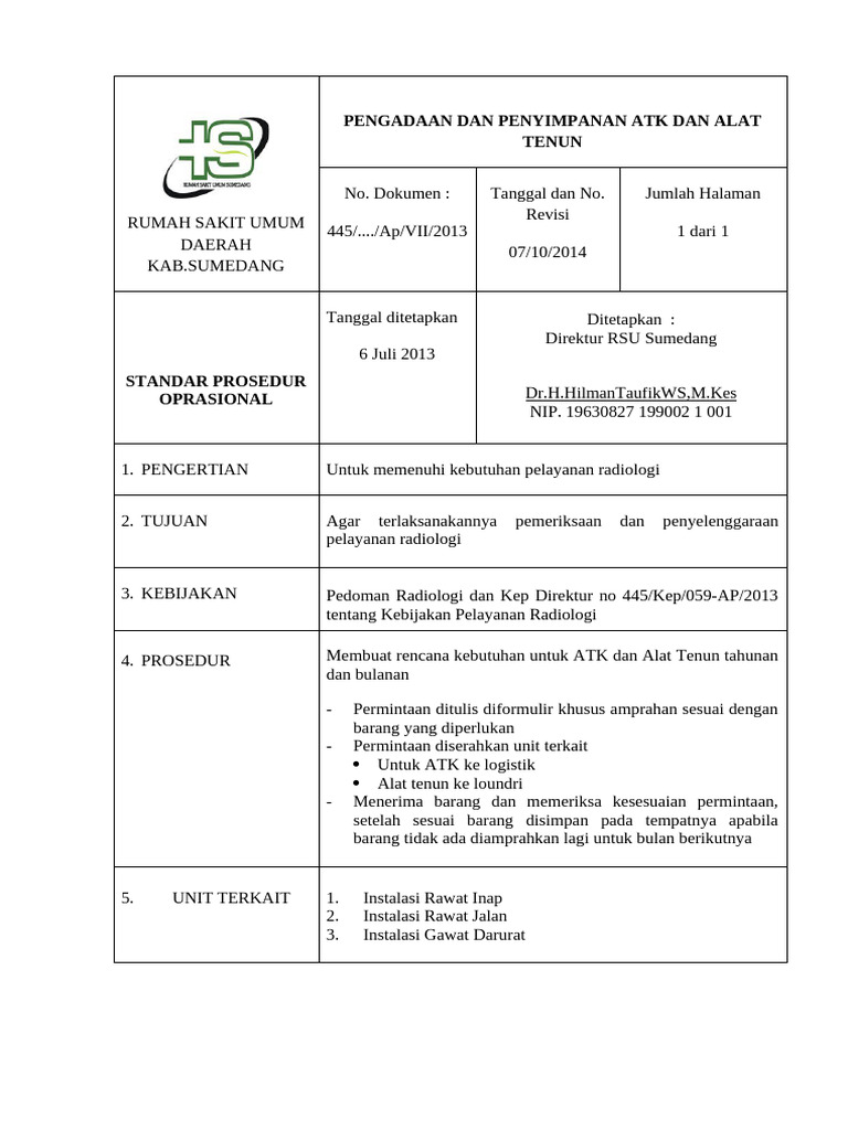 Pengadaan Dan Penyimpanan Atk Dan Alat Tenun | PDF
