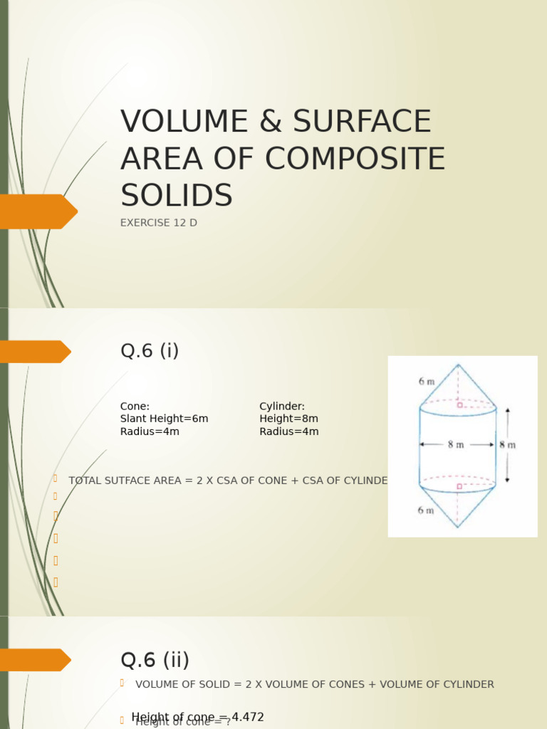 Volume & Surface Area of Composite Solids | PDF