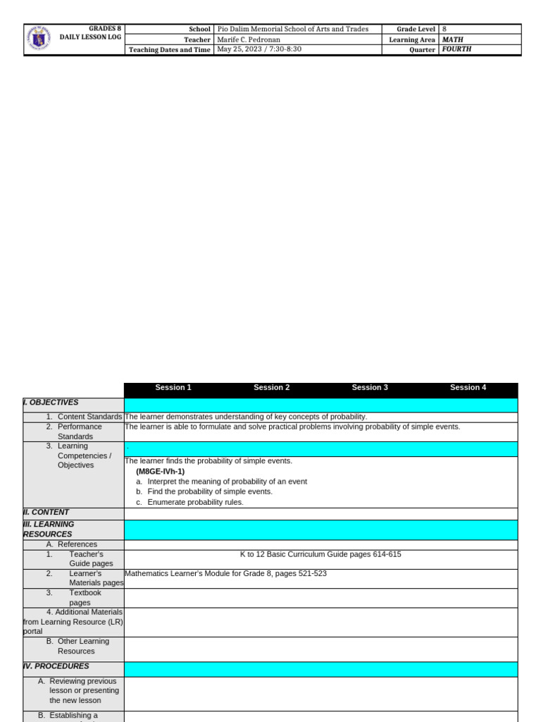 DLL LC55 Fourth - Day1-4 | PDF