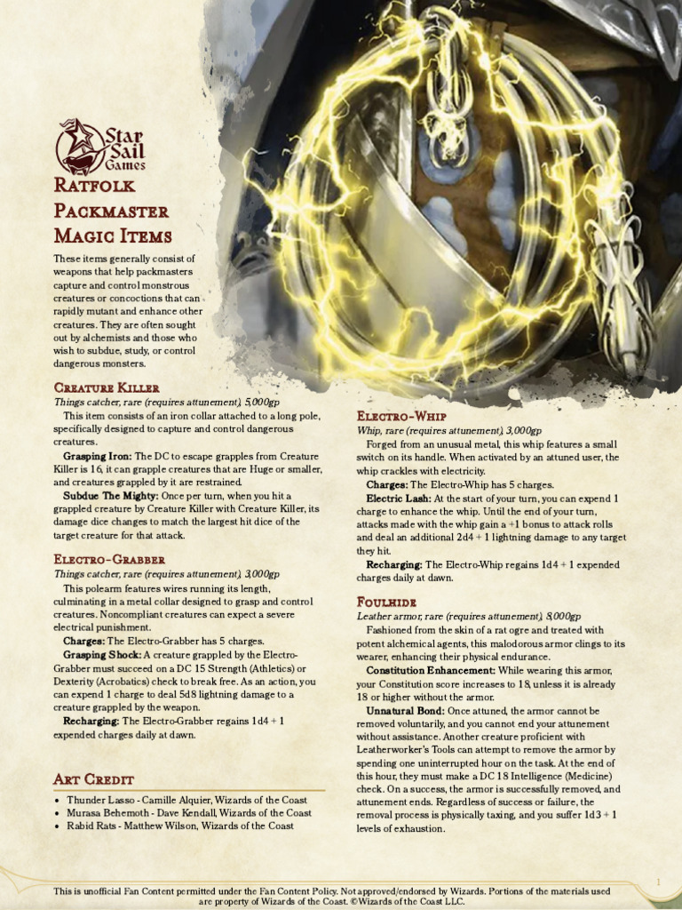 Ratfolk Packmaster Magic Items | PDF