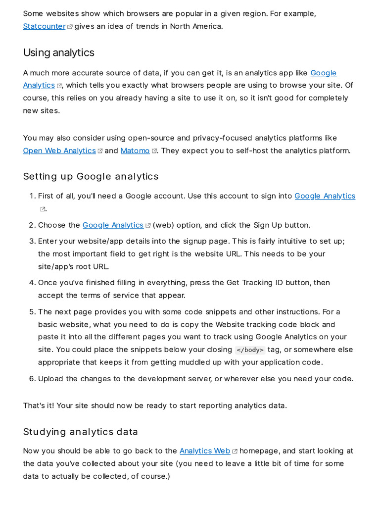 Using Analytics: Setting Up Google Analytics | PDF