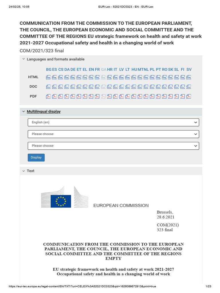 EUR-Lex - 52021DC0323 - EN - EUR-Lex | PDF | Occupational Safety And Health