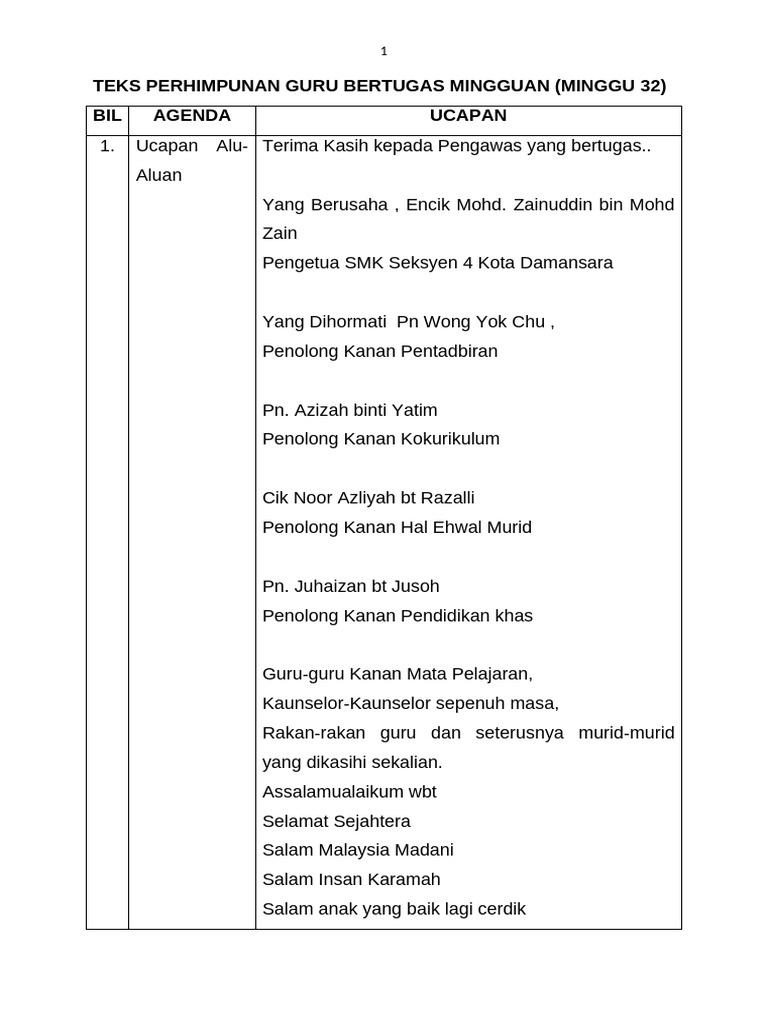 Teks Perhimpunan Rasmi m32 | PDF