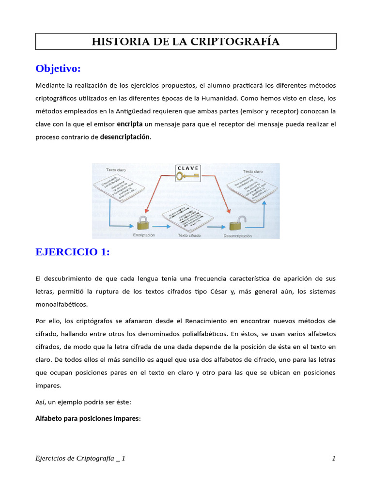 Ejercicios Criptografía - 1 | PDF | Cifrado | Clave (criptografía)