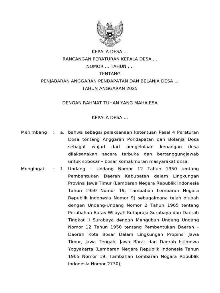 PERKADES APBDes 2025 | PDF