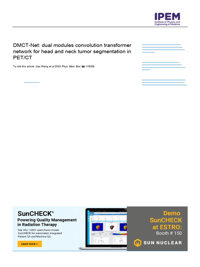 Wang, Jiao. DMCT-Net Dual modules convolution transformer network for head and neck tumor ...