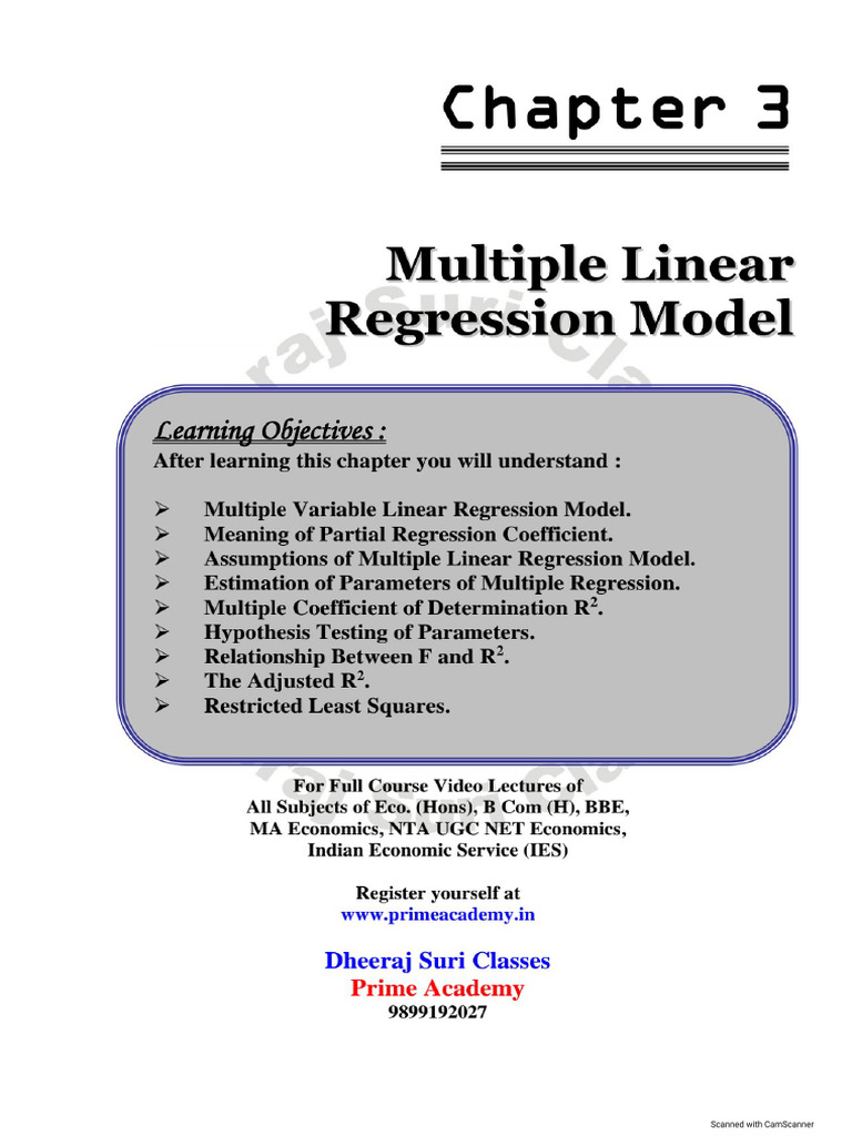 Chapter 3 Multiple Regression | PDF