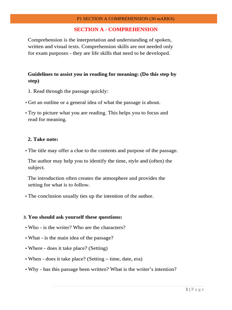 P1 Comprehension Q N Memos | PDF | Reading Comprehension | Vocabulary