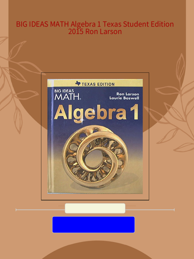 Instant Access To BIG IDEAS MATH Algebra 1 Texas Student Edition 2015 ...