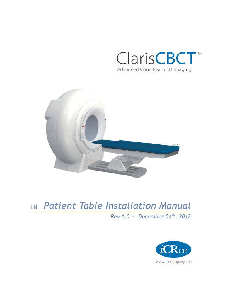 CLARIS CBCT - Patient Table Installation Manual | PDF | Electrical ...