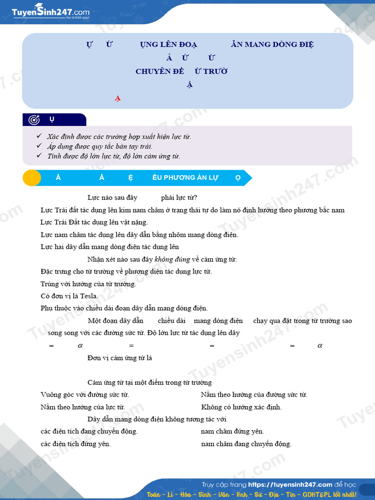 De Thi BTVN Luc Tu Tac Dung Len Doan Day Dan Mang Dong Dien Cam Ung Tu 1730689451 | PDF