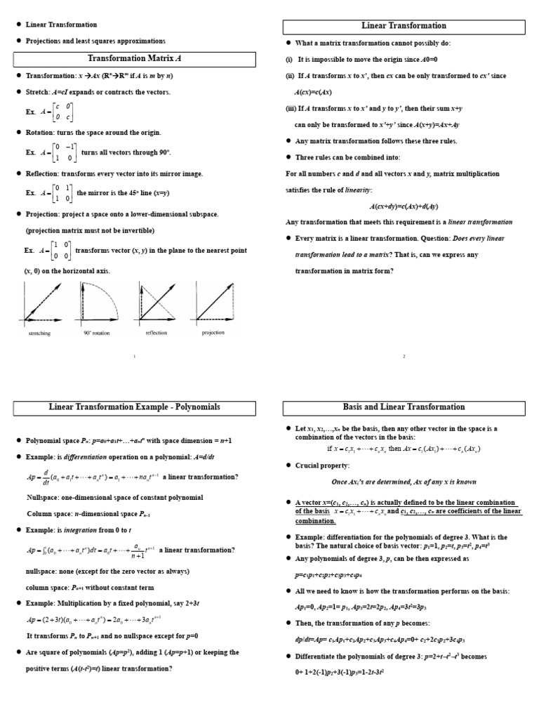 Transformation and Projection | PDF | Matrix (Mathematics) | Ordinary ...