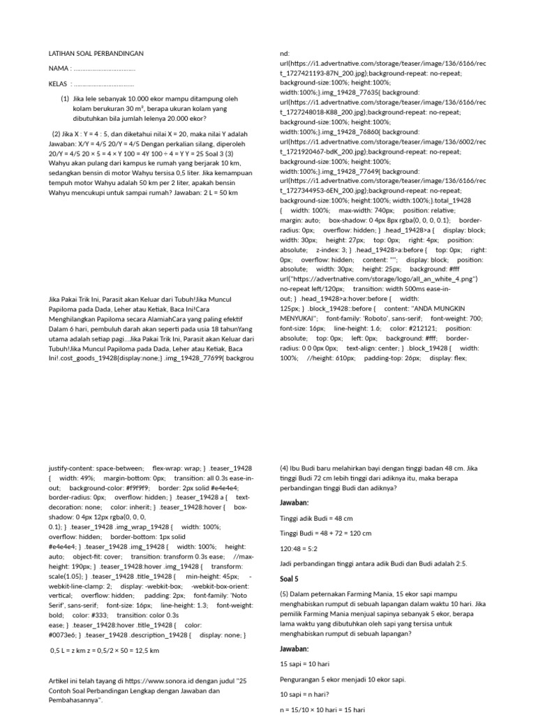 Latihan Soal Perbandingan | PDF