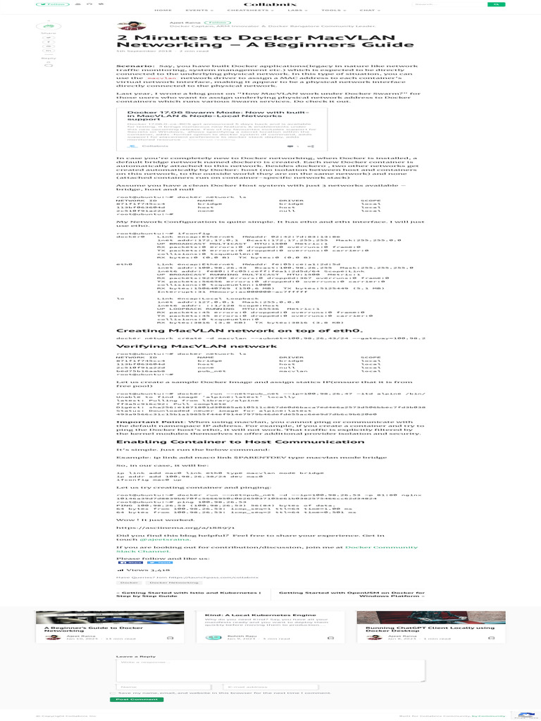 2 Minutes To Docker Macvlan Networking A Beginners Guide Collabnix Pdf Computer
