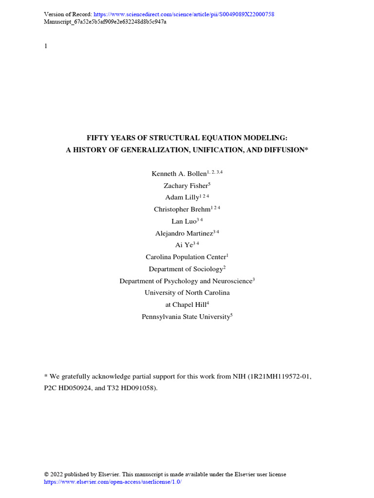 Fifty Years of Structural Equation Modeling | PDF | Structural Equation ...
