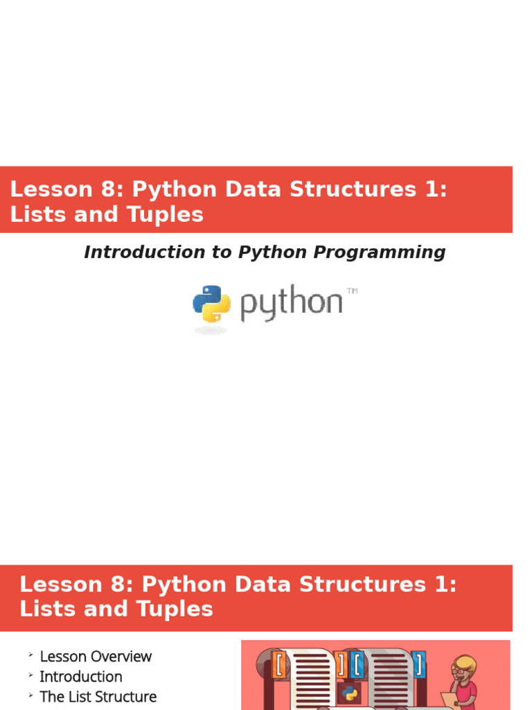 Lesson 8 Lists and Tuples | PDF | Computer Programming | Software ... Lesson 8 Lists and Tuples | PDF | Computer Programming | Software ...