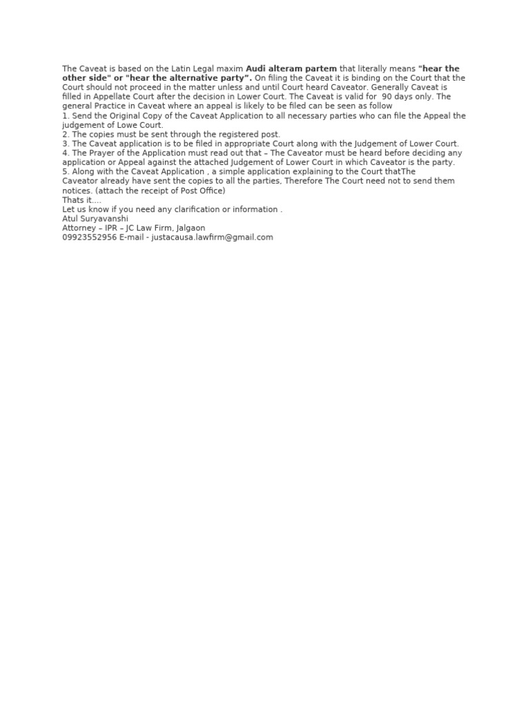 Caveat Procedure | PDF
