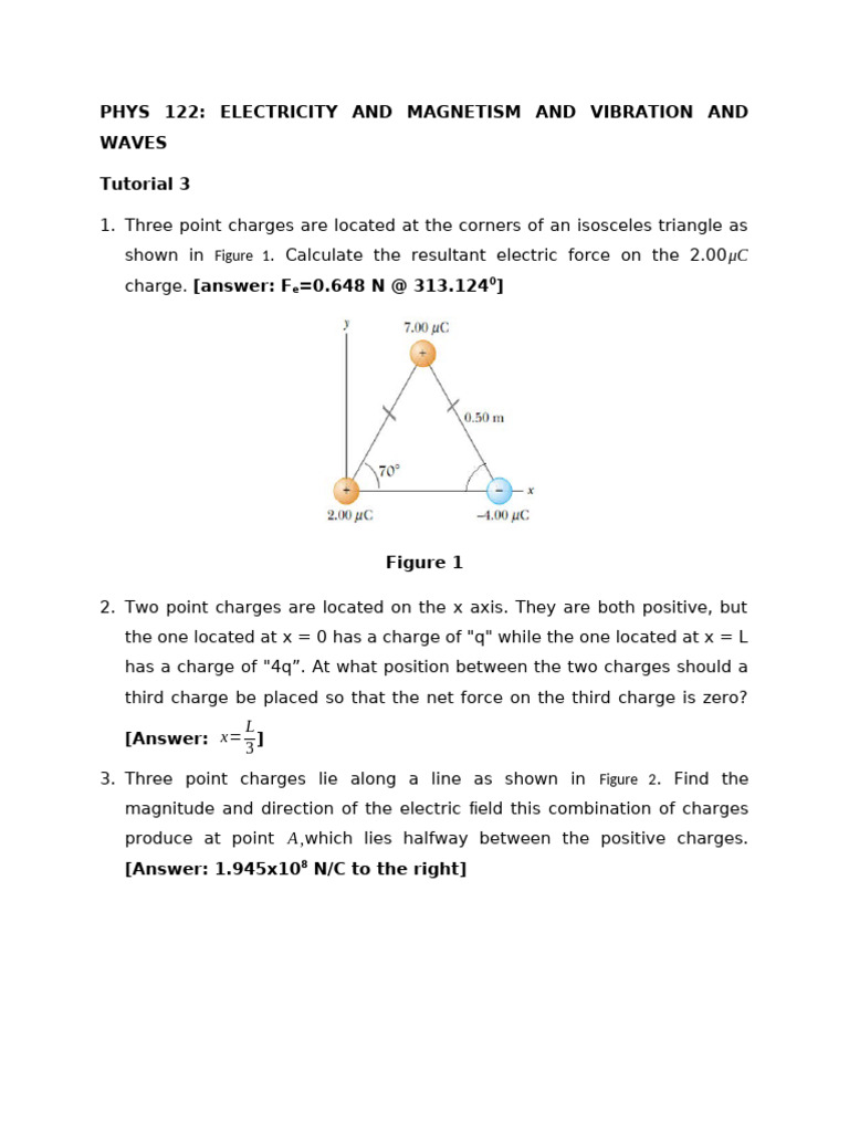 PHYS 122 Tutorial 3 (New) | PDF