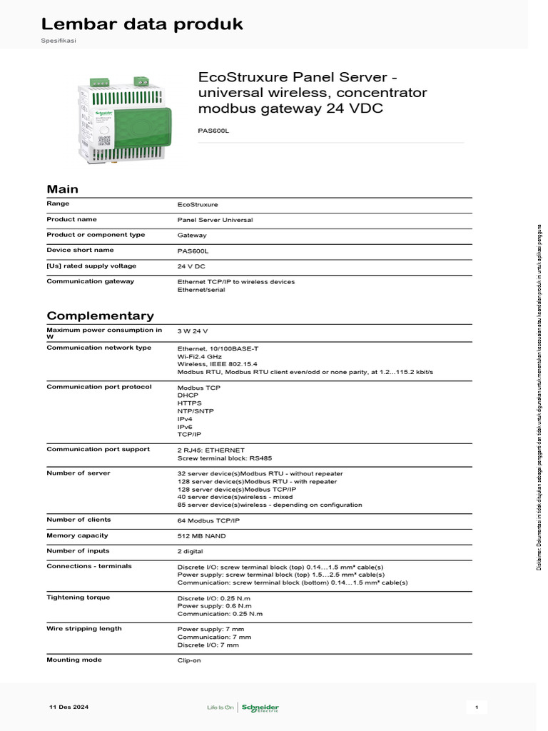 Schneider Electric - EcoStruxure-Panel-Server - PAS600L | PDF ...