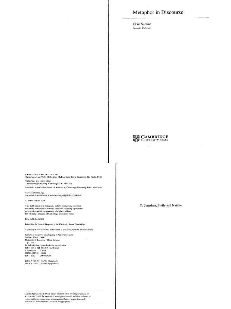Semino Elena Metaphor in Discourse | PDF | Metaphor | Experience