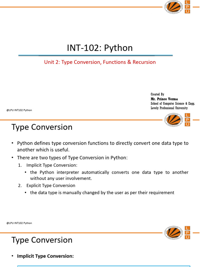 Int102 21 Functions And Recursion Pdf Parameter Computer Programming Python Programming