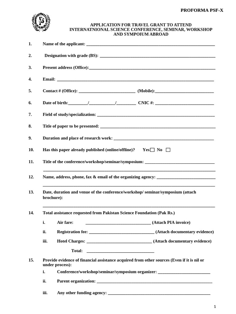 PSF Proforma (PSF-X) | PDF