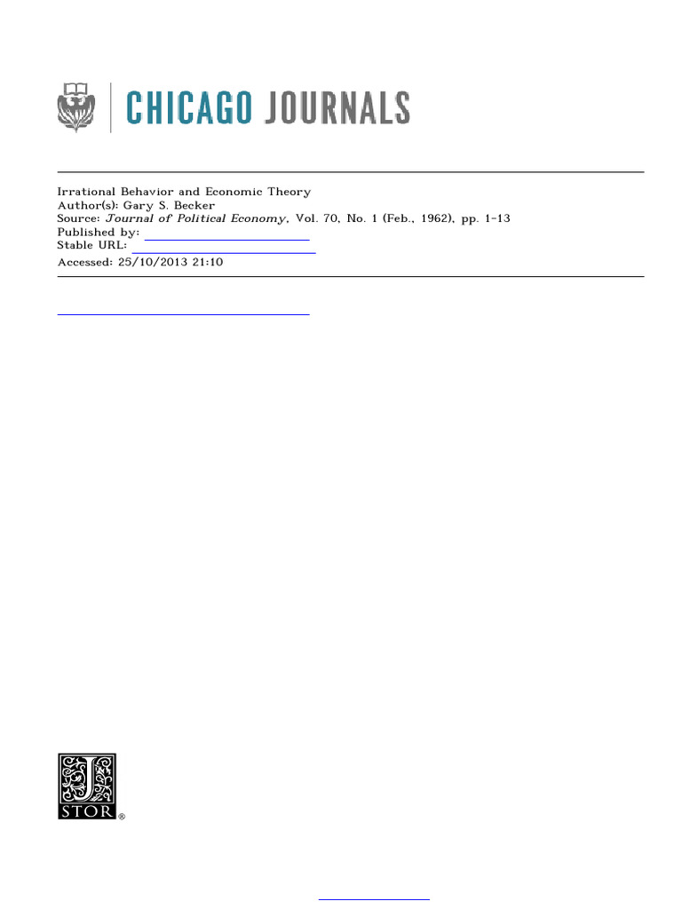 Irrational Behavior and Economic Theory | PDF | Demand | Utility