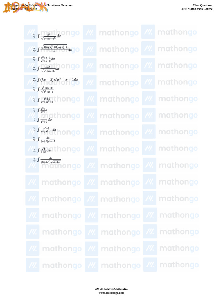 254_Class_Qs_Integration_by_Substitution_of_Irrational_Functions | PDF