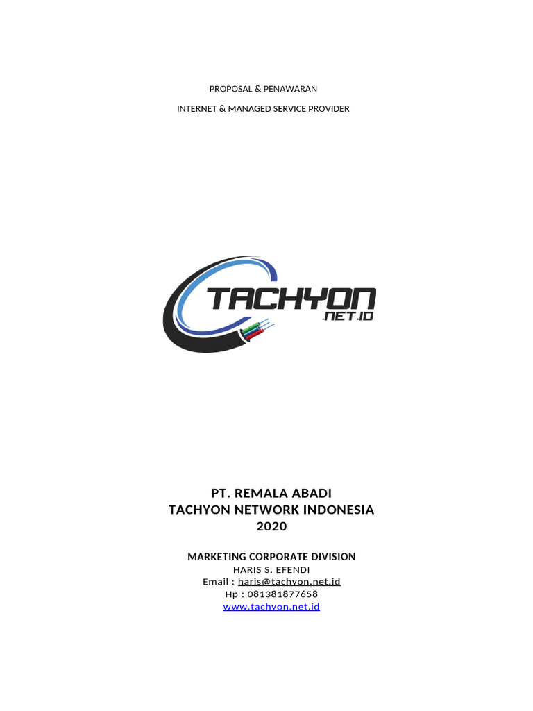 Harga Paket Internet Tachyon 2020 | PDF