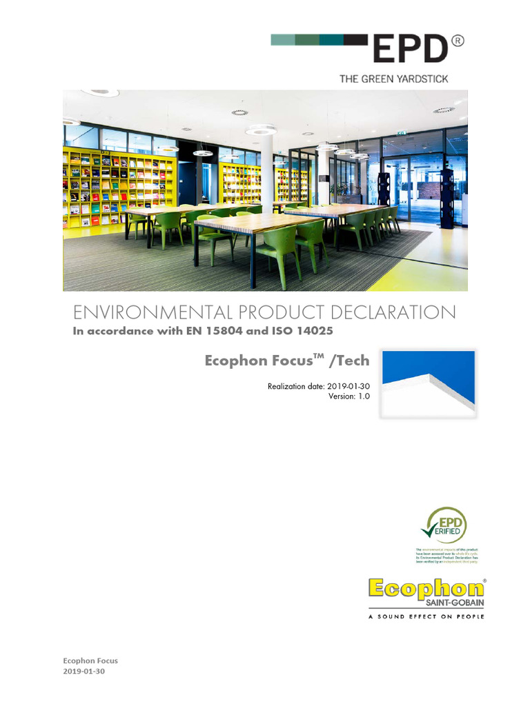 S-P-01443 EPD Ecophon Focus Family - Tech | PDF | Life Cycle Assessment | Waste