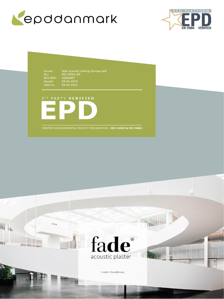Fade Acoustic Plaster EPD ISO 14025 en 15804 | PDF