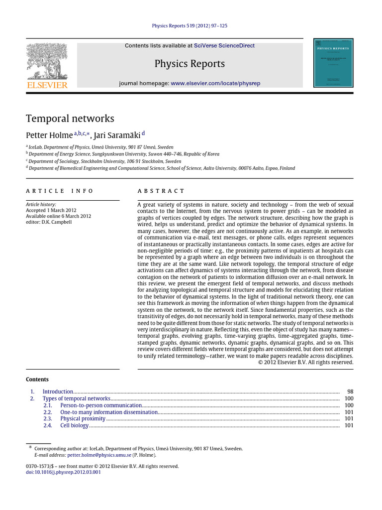 Temporal Networks Analysis Review | PDF | Gene | Functional Magnetic ...