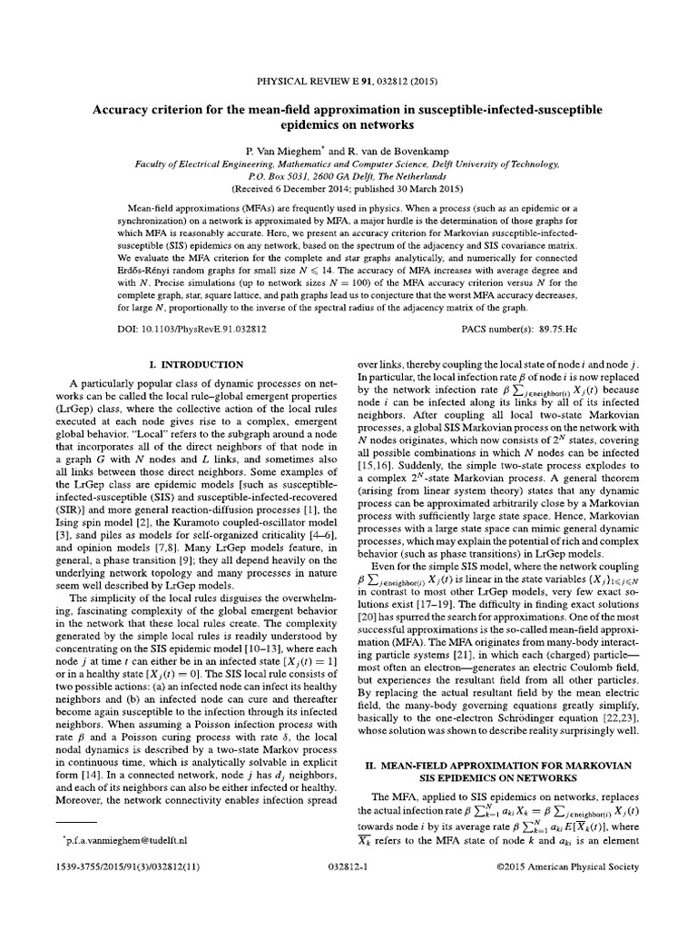 2015 Accuracy Criterion for the Mean-field Approximation in Susceptible-Infected-susceptible ...