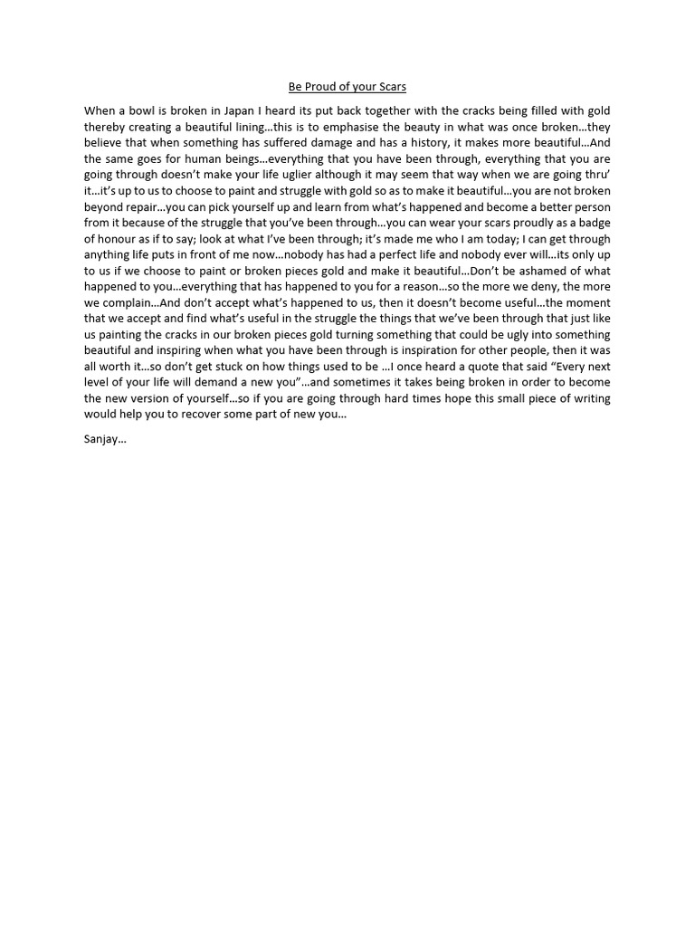 Embracing Scars: Finding Beauty in Struggles | PDF