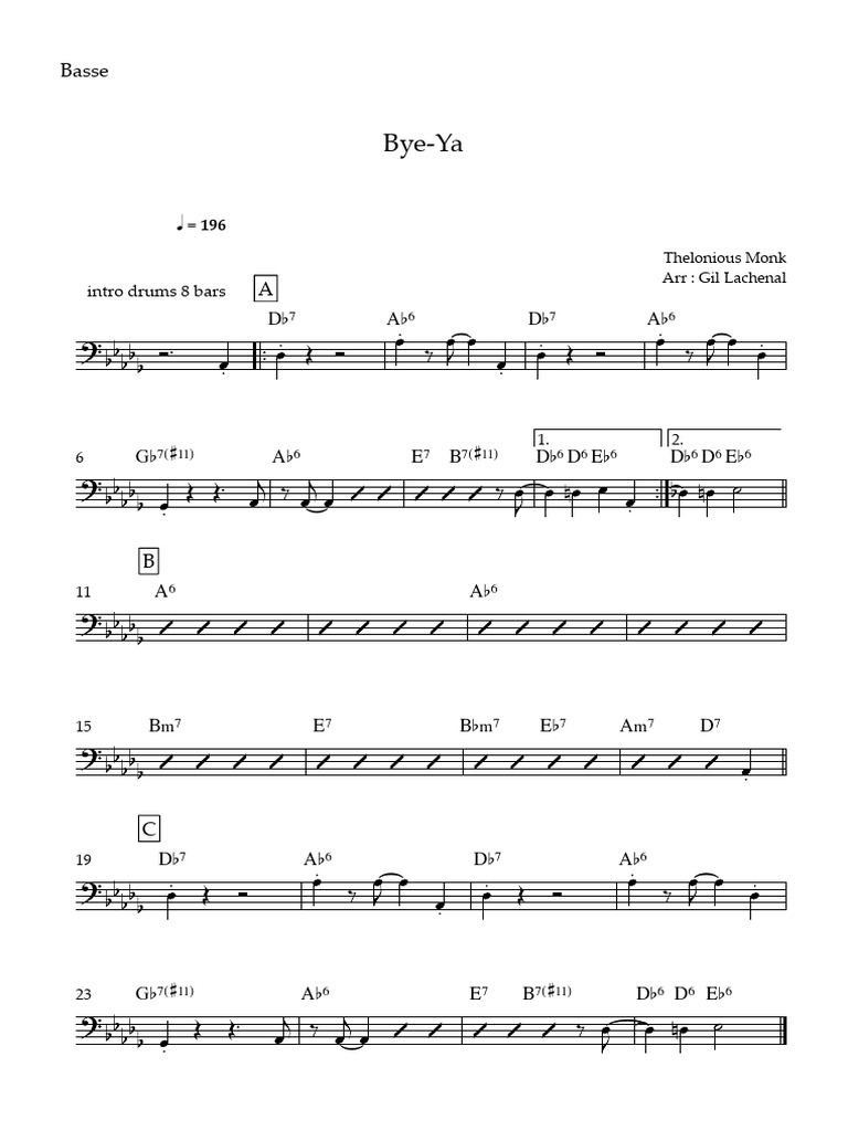 Bye-Ya - Bass | PDF