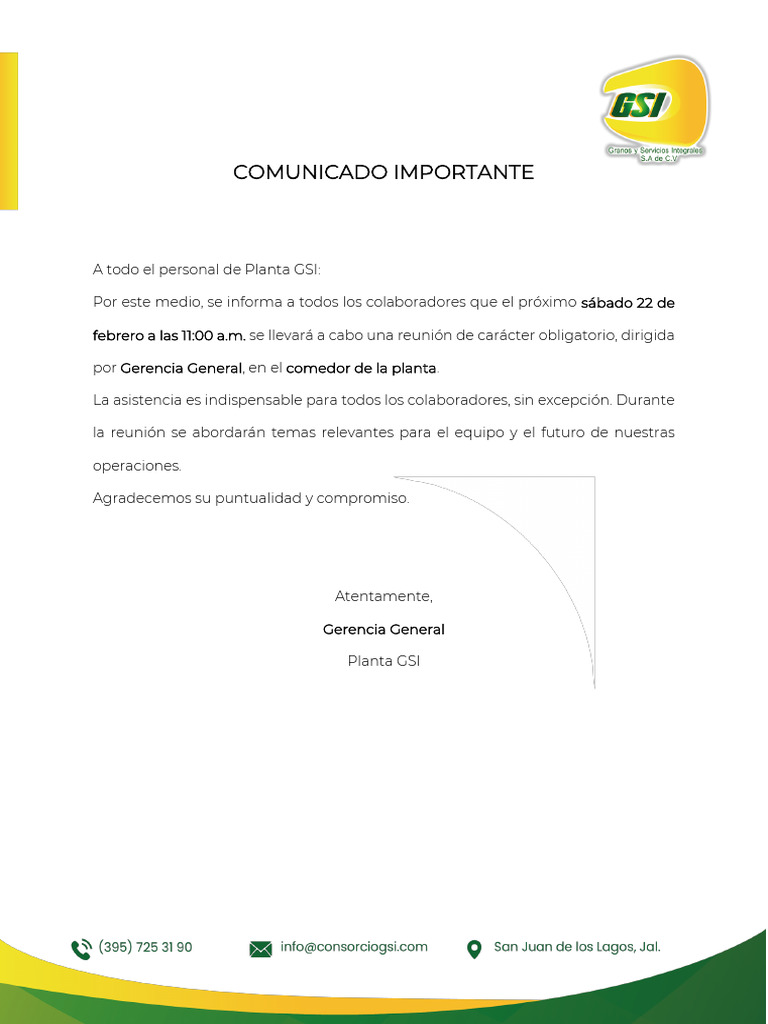 comunicado Planta | PDF