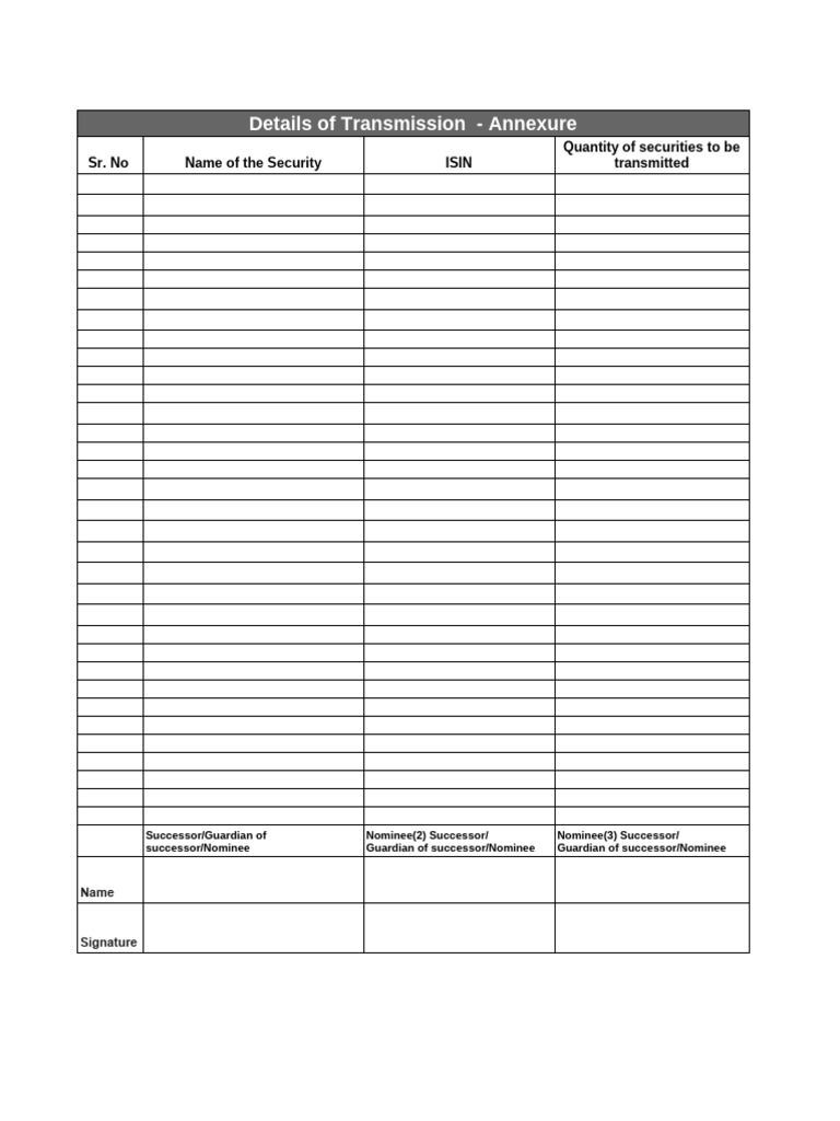Transmission Annexure Format | PDF