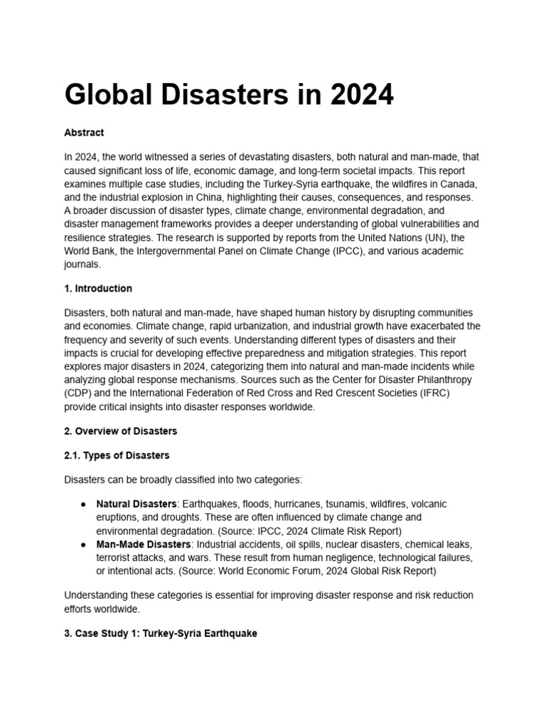 2024 Global Disasters Overview | PDF | Natural Disasters | Emergency ...
