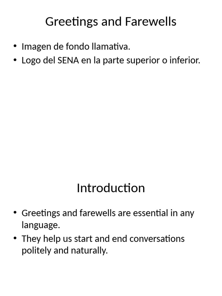 Greetings and Farewells | PDF